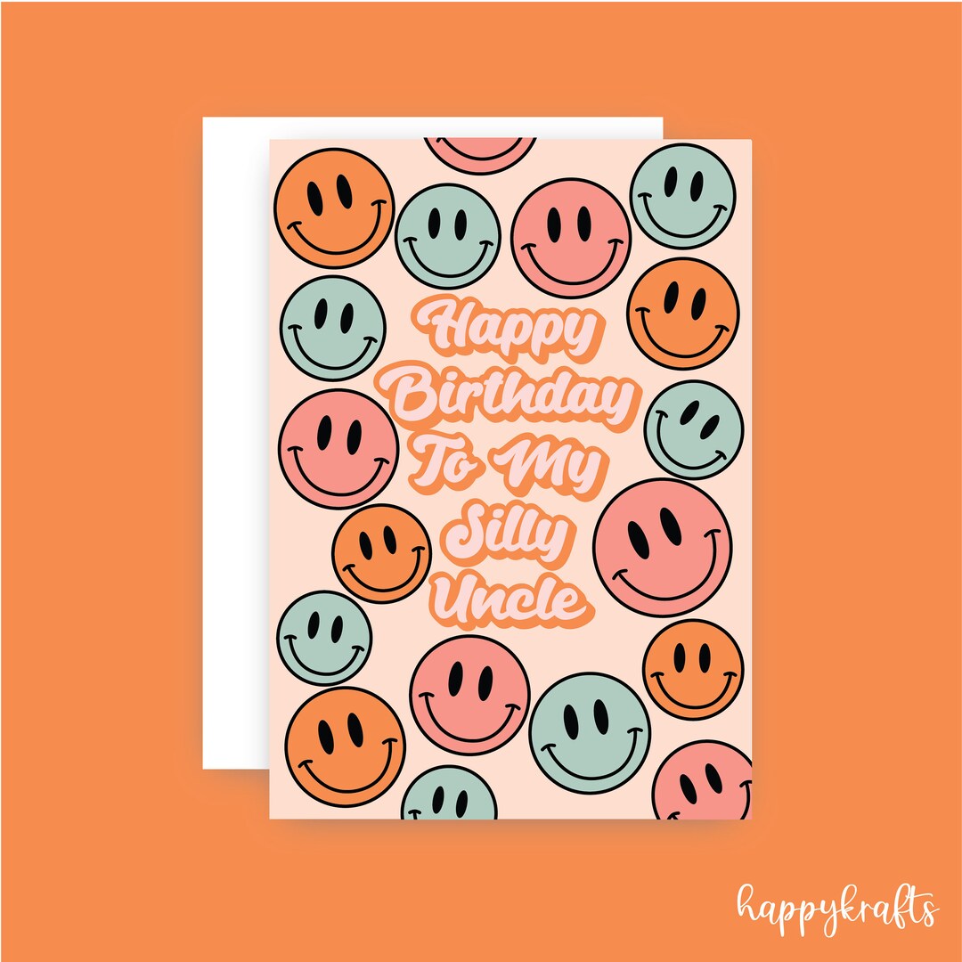 Retro Birthday Card for Uncle, Gift for Him - the Silly Uncle - Uncle ...