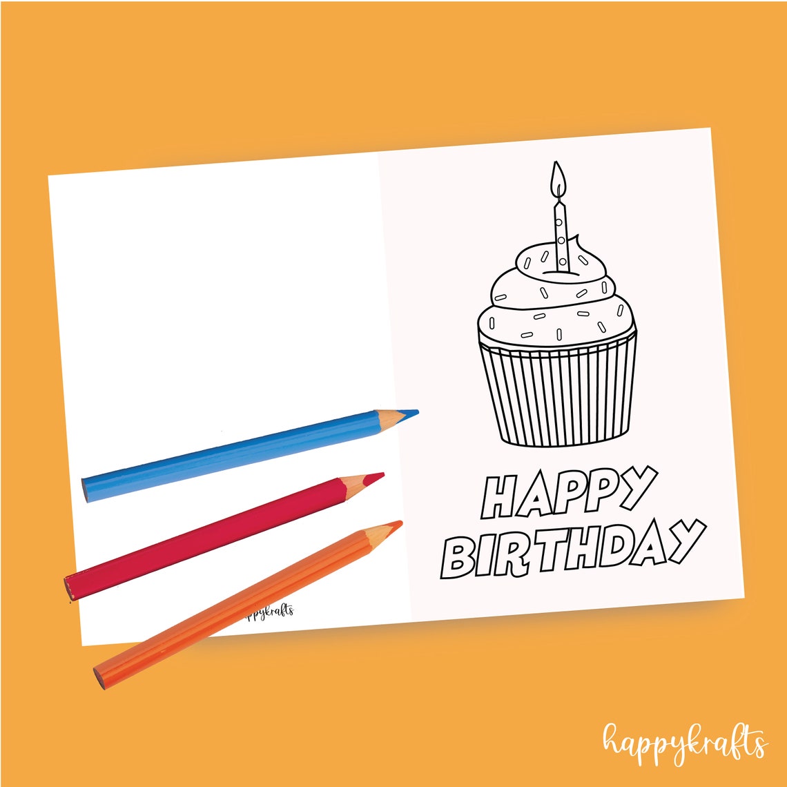 Happy Birthday Coloring Card, Coloring Greeting Card, Coloring Happy ...