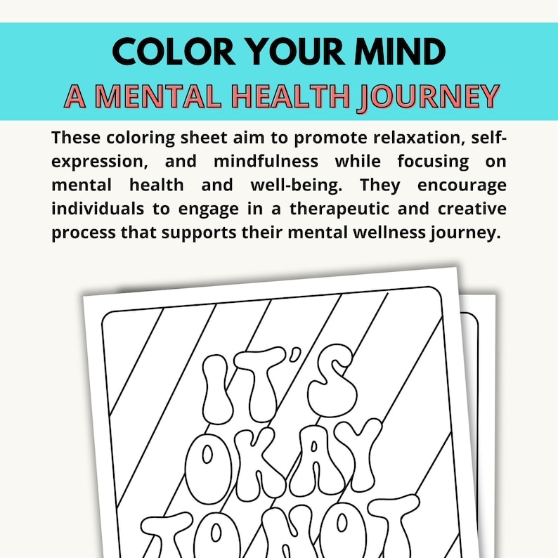 Mental Health Coloring Pages, Relaxing and Therapeutic Coloring ...