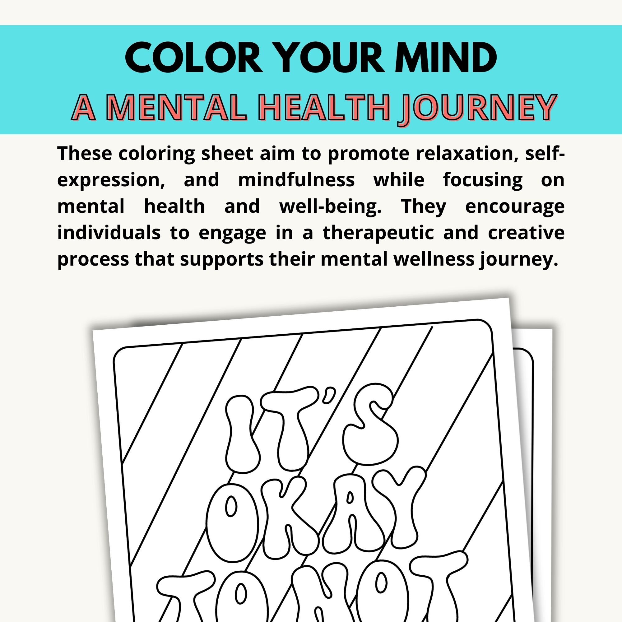 Mental Health Coloring Pages, Relaxing and Therapeutic Coloring ...