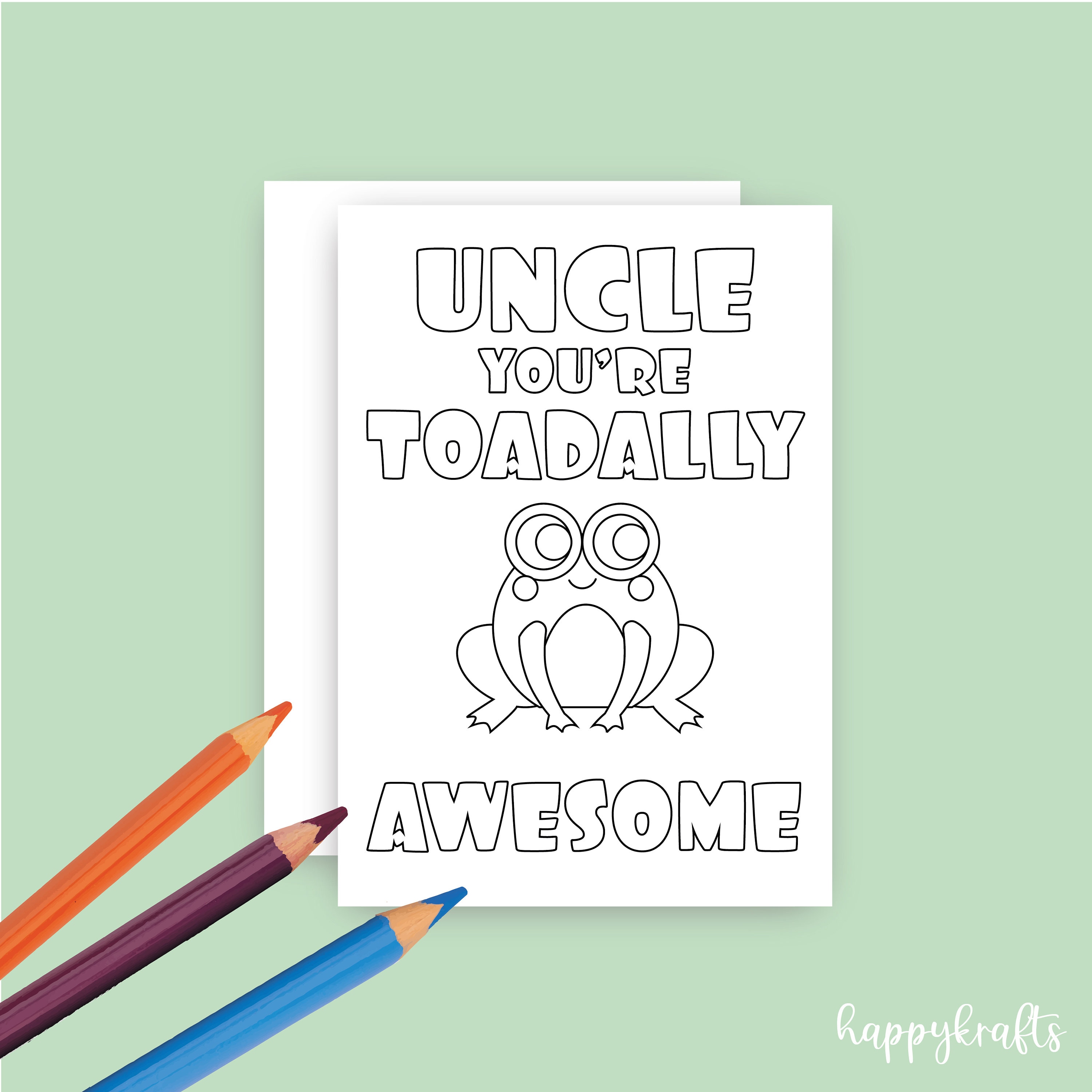 Funny Card for Uncle, Uncle You're Toadally Awesome, Pun Card, Instant ...