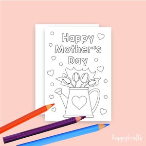 Bundle - 4 Mother's Day Card, Digital Printables, Coloring Card, Mother ...