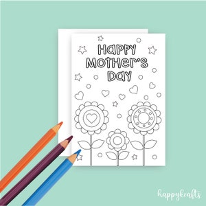 Bundle - 4 Mother's Day Card, Digital Printables, Coloring Card, Mother ...