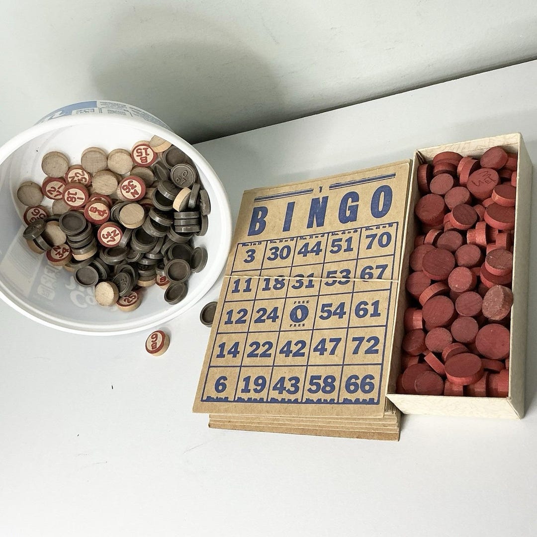Vintage Bingo Game Set Cards, Call Numbers and Wood Covers - Etsy
