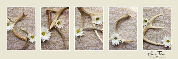 Antler Alphabet Art With Flowers Burlap and Lace - Etsy