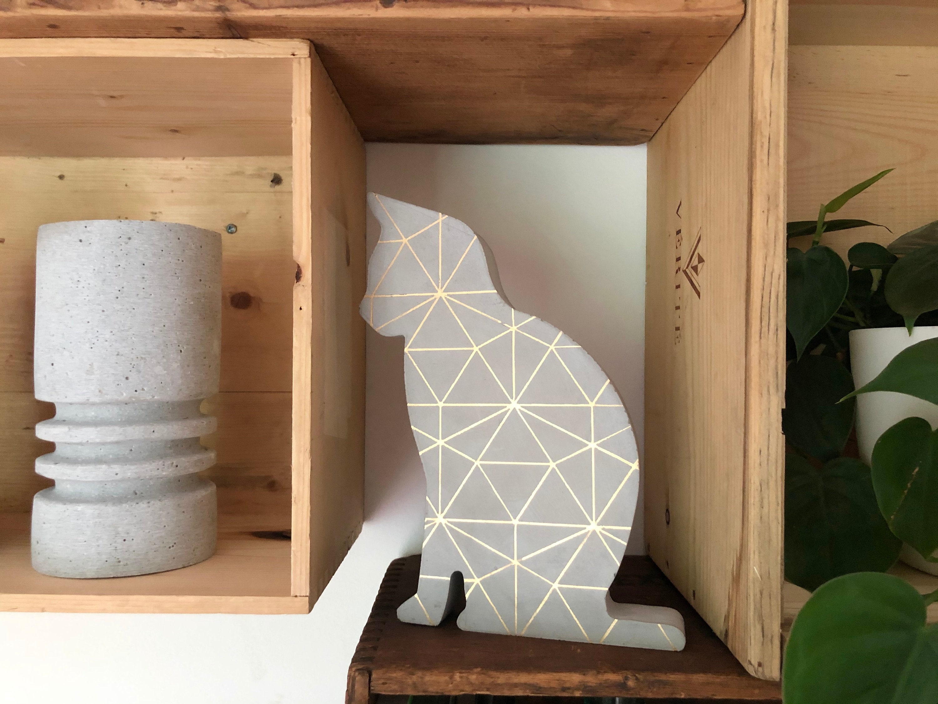 Concrete Cat Statue Cat Bookend Concrete Decor Cat Lover | Etsy