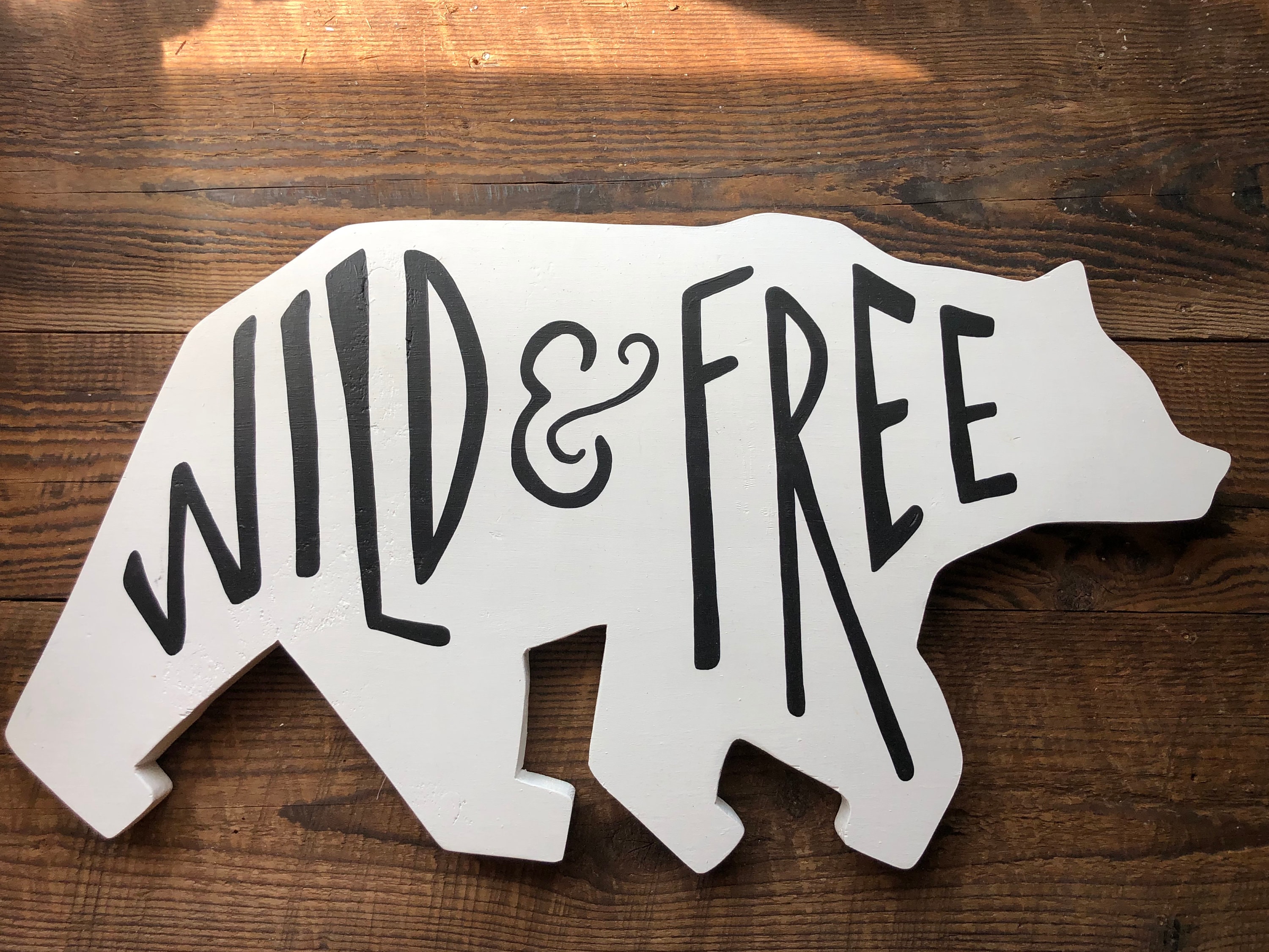 Wild and free bear sign rustic nursery decor cabin life | Etsy