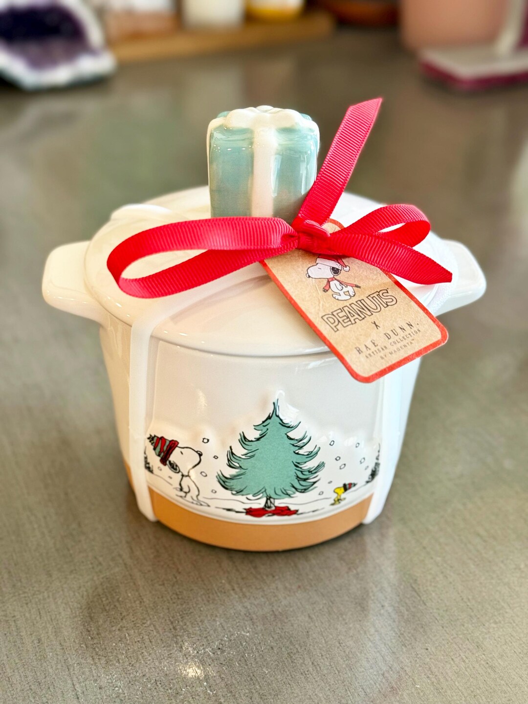 BRAND NEW Rae Dunn Peanuts Snoopy Christmas Mini Crock Baking Dish With ...