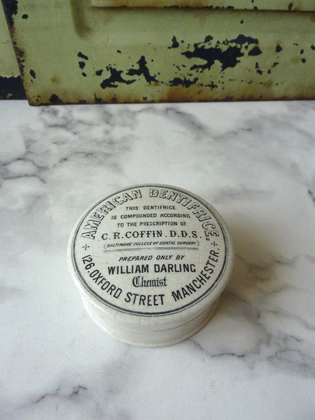 Antique Advertising Ironstone American Dentifrice Toothpaste Pot CR ...
