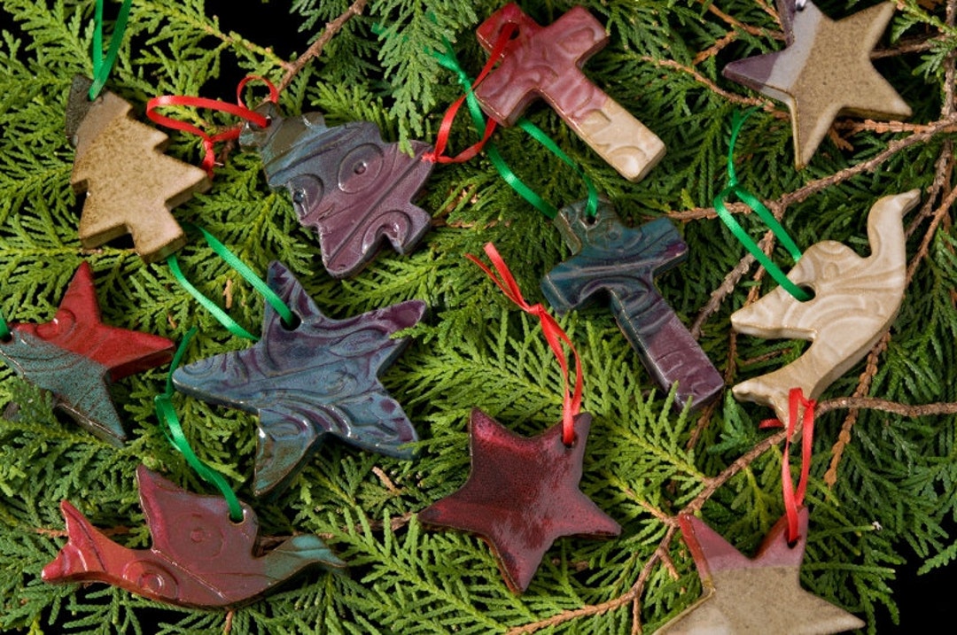 Set of 4 Handmade Pottery Holiday Ornaments - Etsy