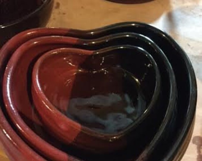 VALENTINES Set of 3 Pottery Heart Bowls - Etsy