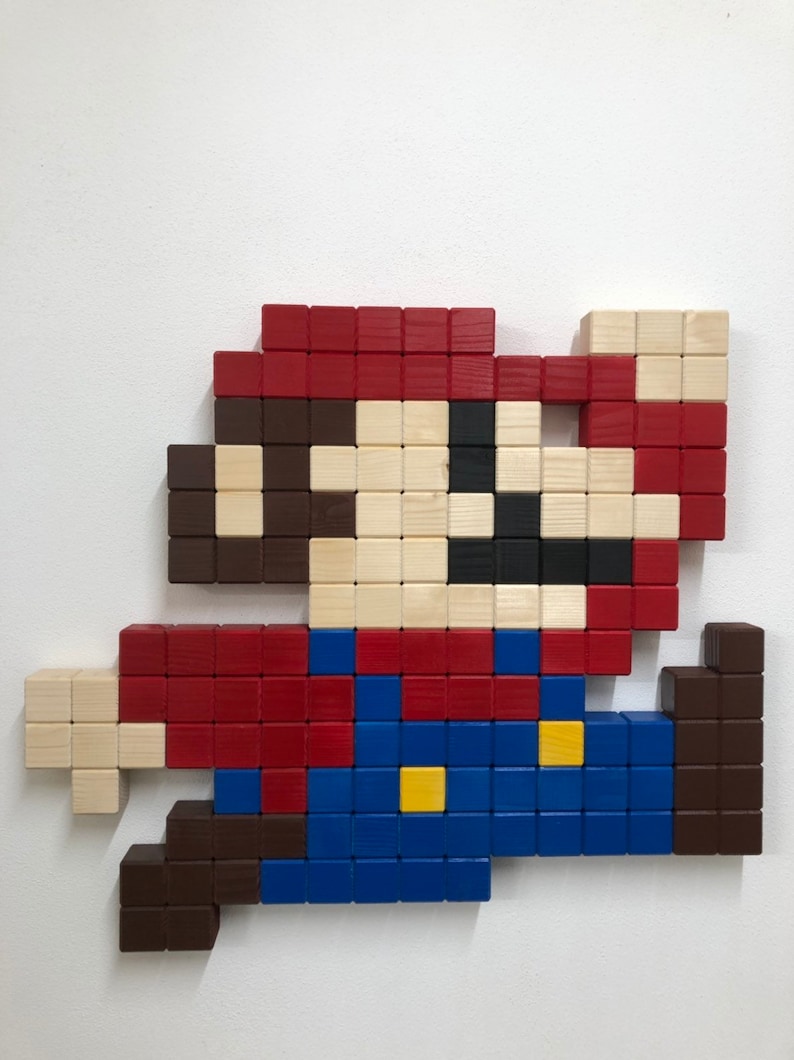Super Mario Pixel Art Frame, Coat Rack, Entryway, Coat Hanger, Wooden ...
