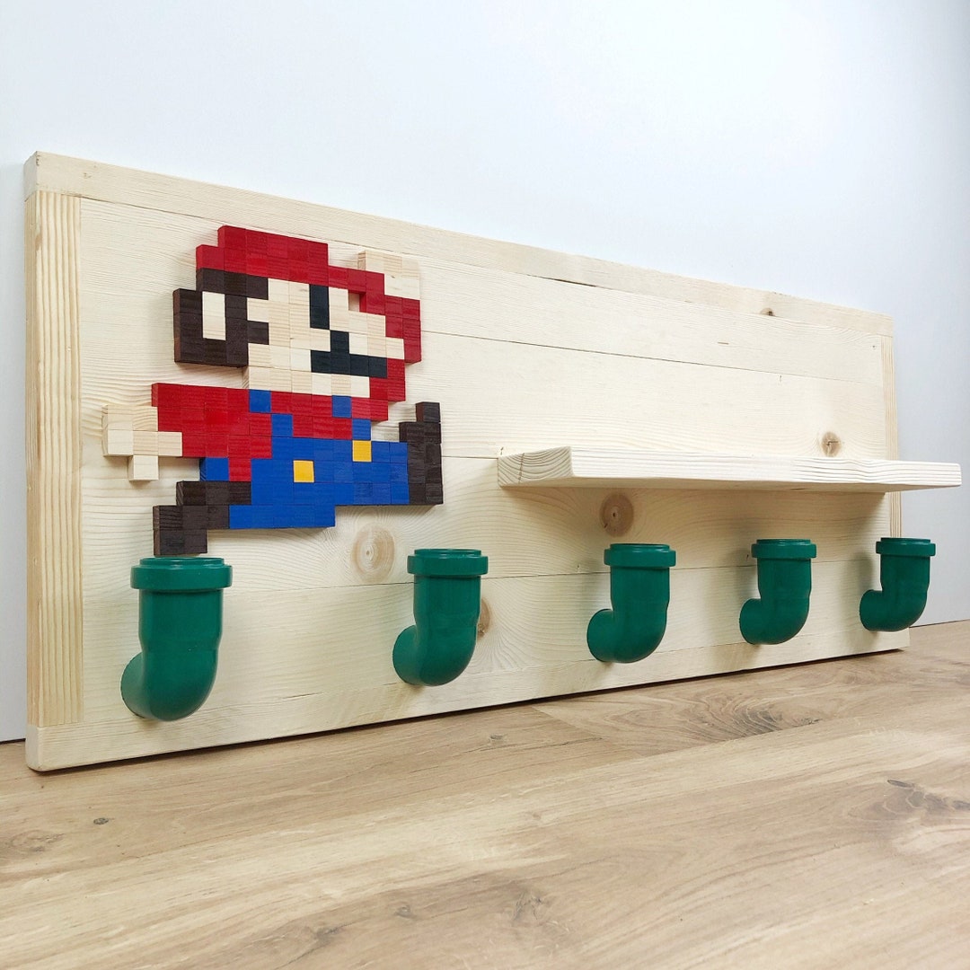 Super Mario Pixel Art, Wooden Wall Hook, Hallway Storage, Wooden Coat ...