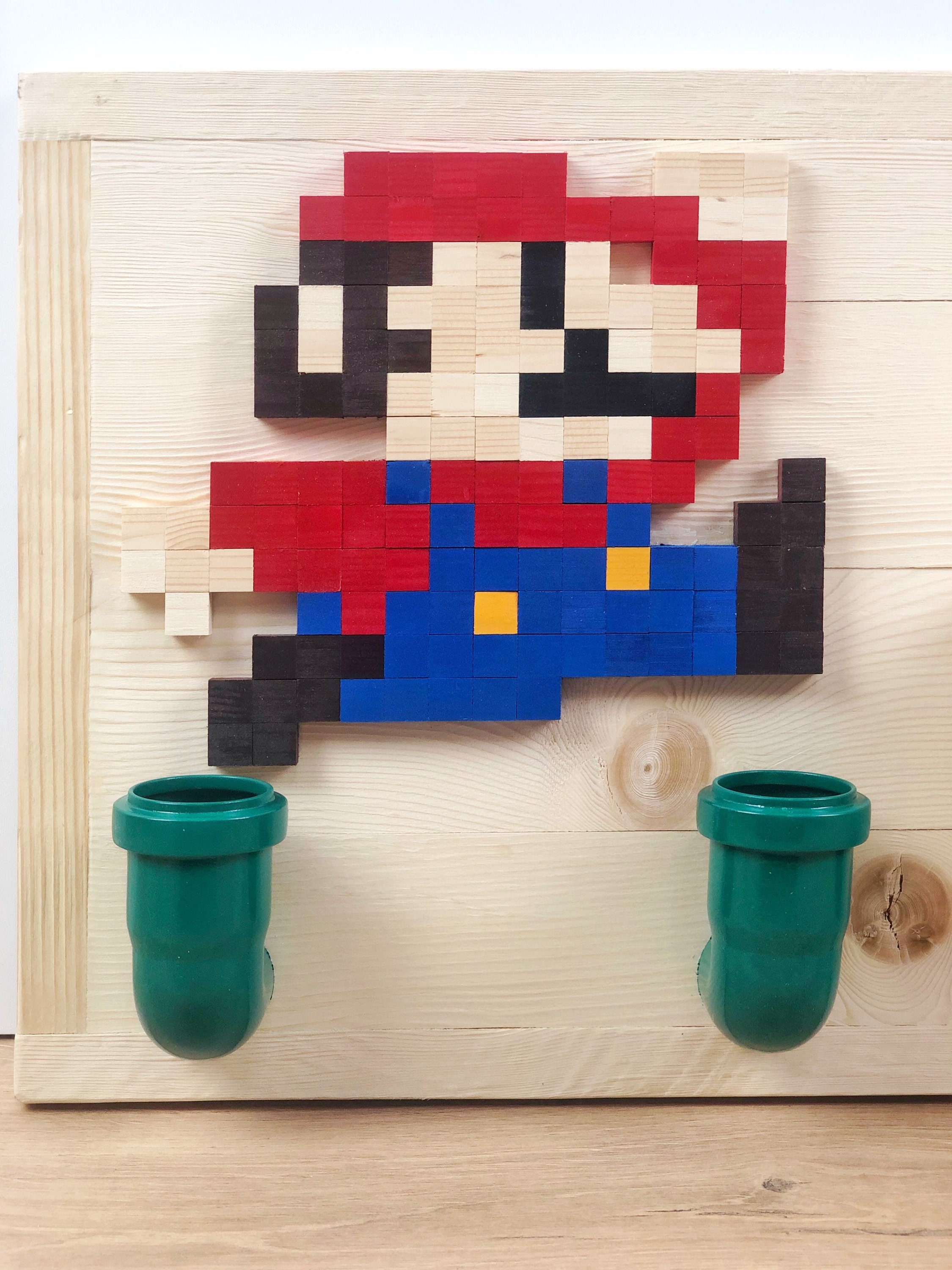 Super Mario Pixel Art Wooden Wall Hook Hallway Storage | Etsy