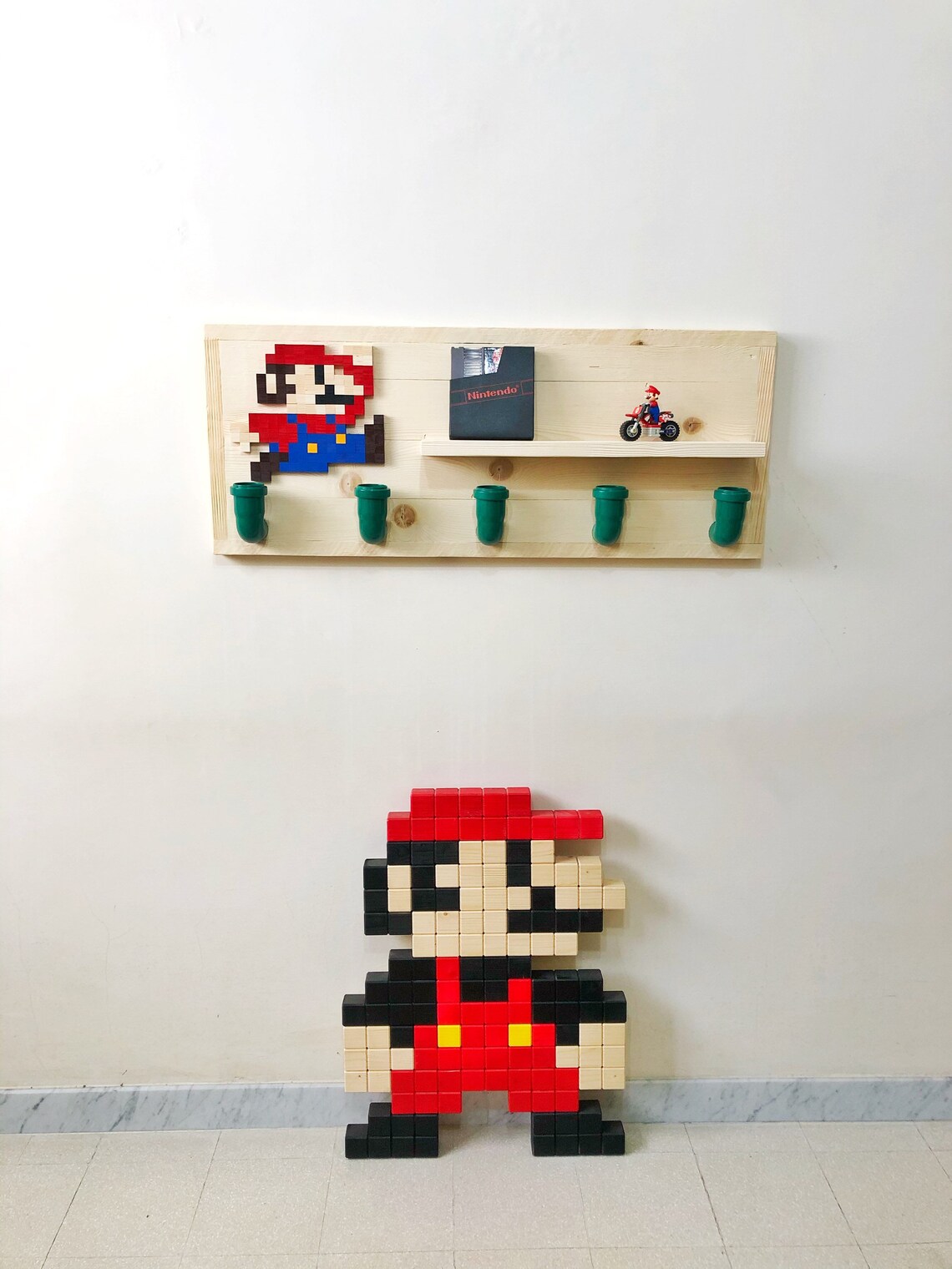 Super Mario Pixel Art, Wooden Wall Hook, Hallway Storage, Wooden Coat ...