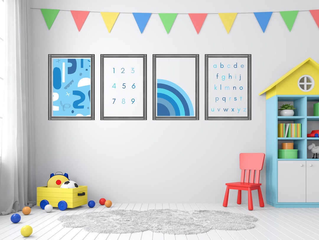 Blues Shapes and Lowercase Letters, Kindergarten Preschool Posters ...