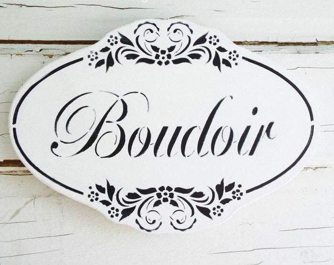 Vintage Style Boudoir French Paris Sign Black and White Bathroom Plaque ...
