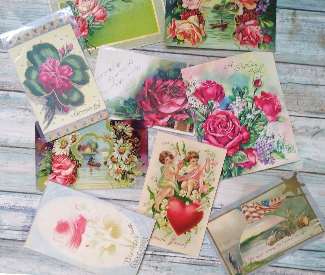 Lot of Rose Victorian Antique Postcards and Card - Etsy