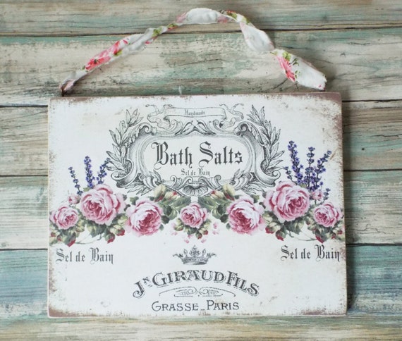 Rose Chic French Paris Sign Plaque Shabby Wall Decor Vintage | Etsy