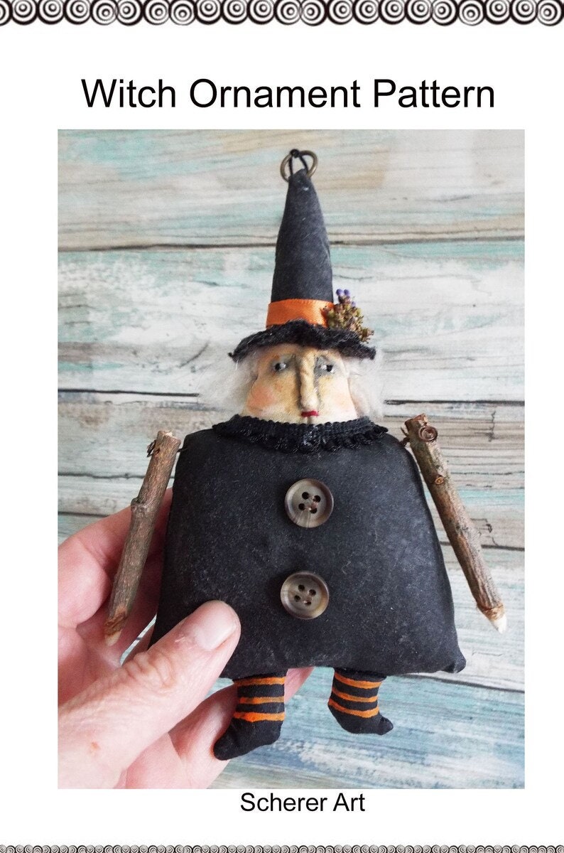 Digital Folk Art Witch Doll Sewing Patterns Halloween Herb Witch PDF ...
