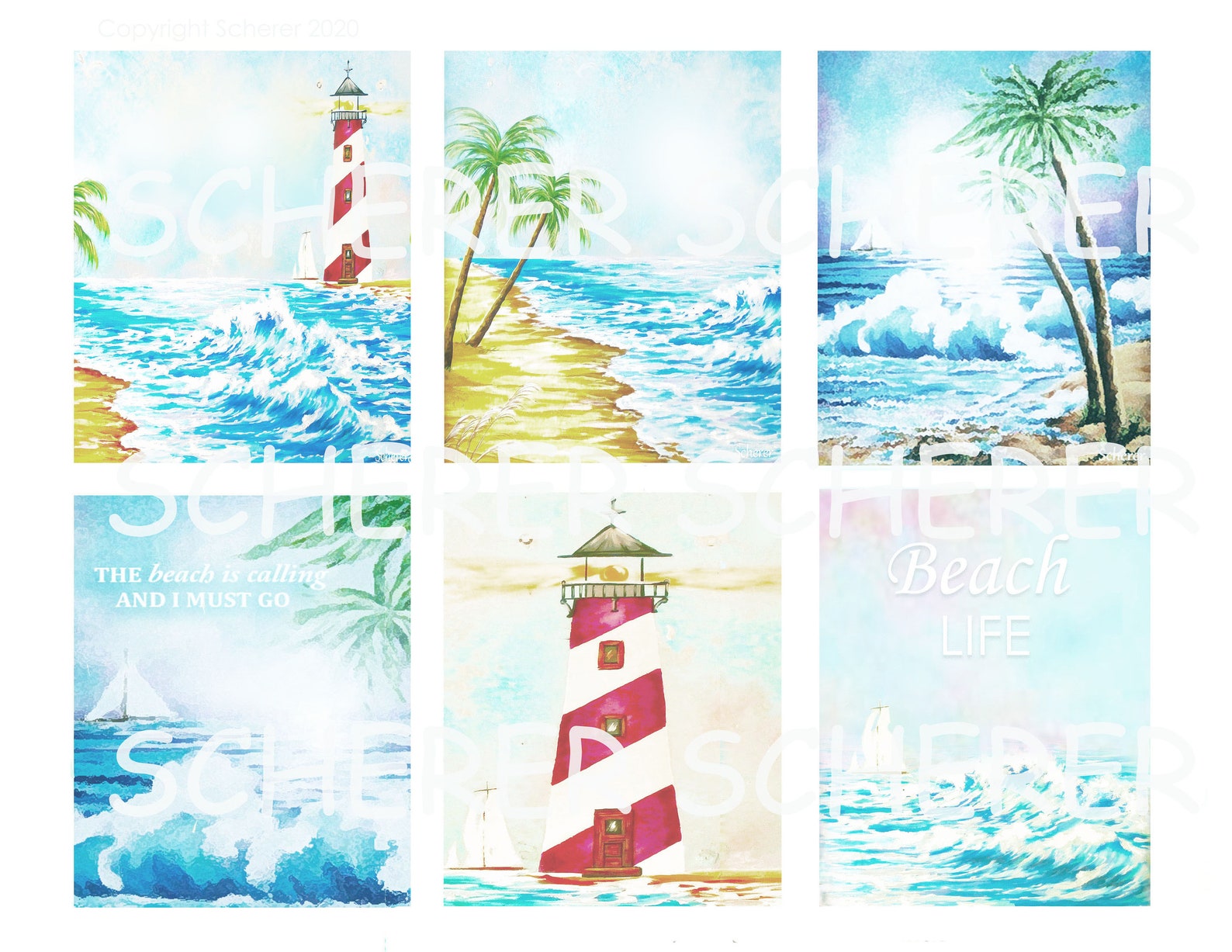 Immediate Printable Beach Seashore Ocean Art Words Mixed Media | Etsy