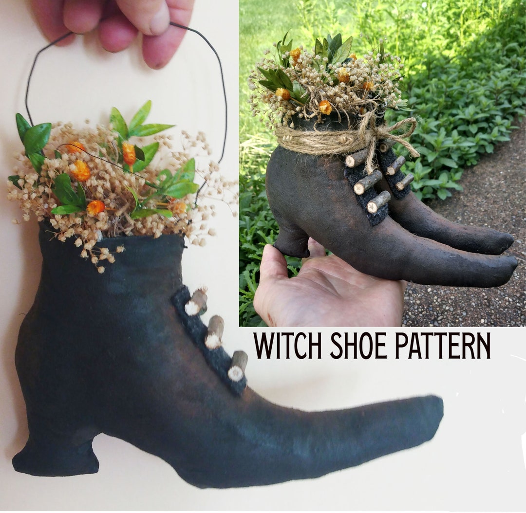 Witch Boot Sewing Pattern: Folk Art Halloween Decor (digital Download ...