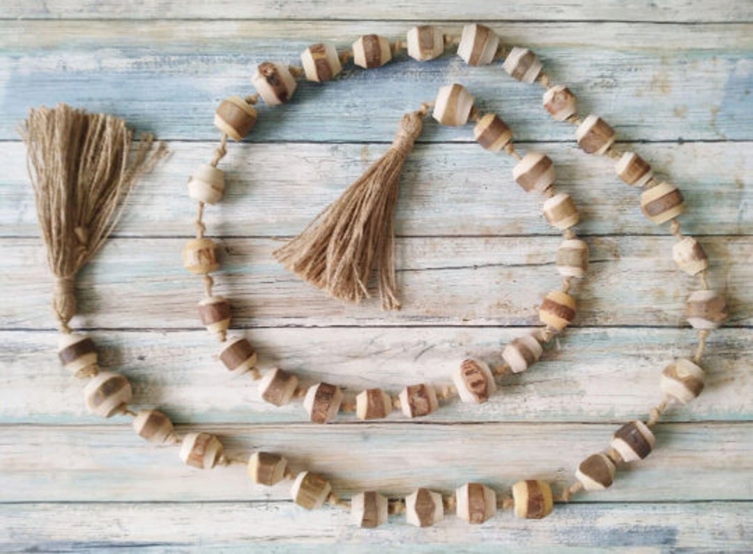 Wood Rustic Tree Branch Woodland Bead Country Natural Neutral Folk Art ...