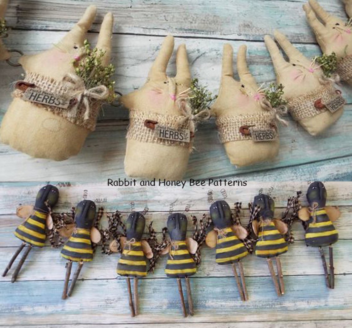 Instant Download EPATTERN Folk Art Primitive Bunny Rabbit - Etsy