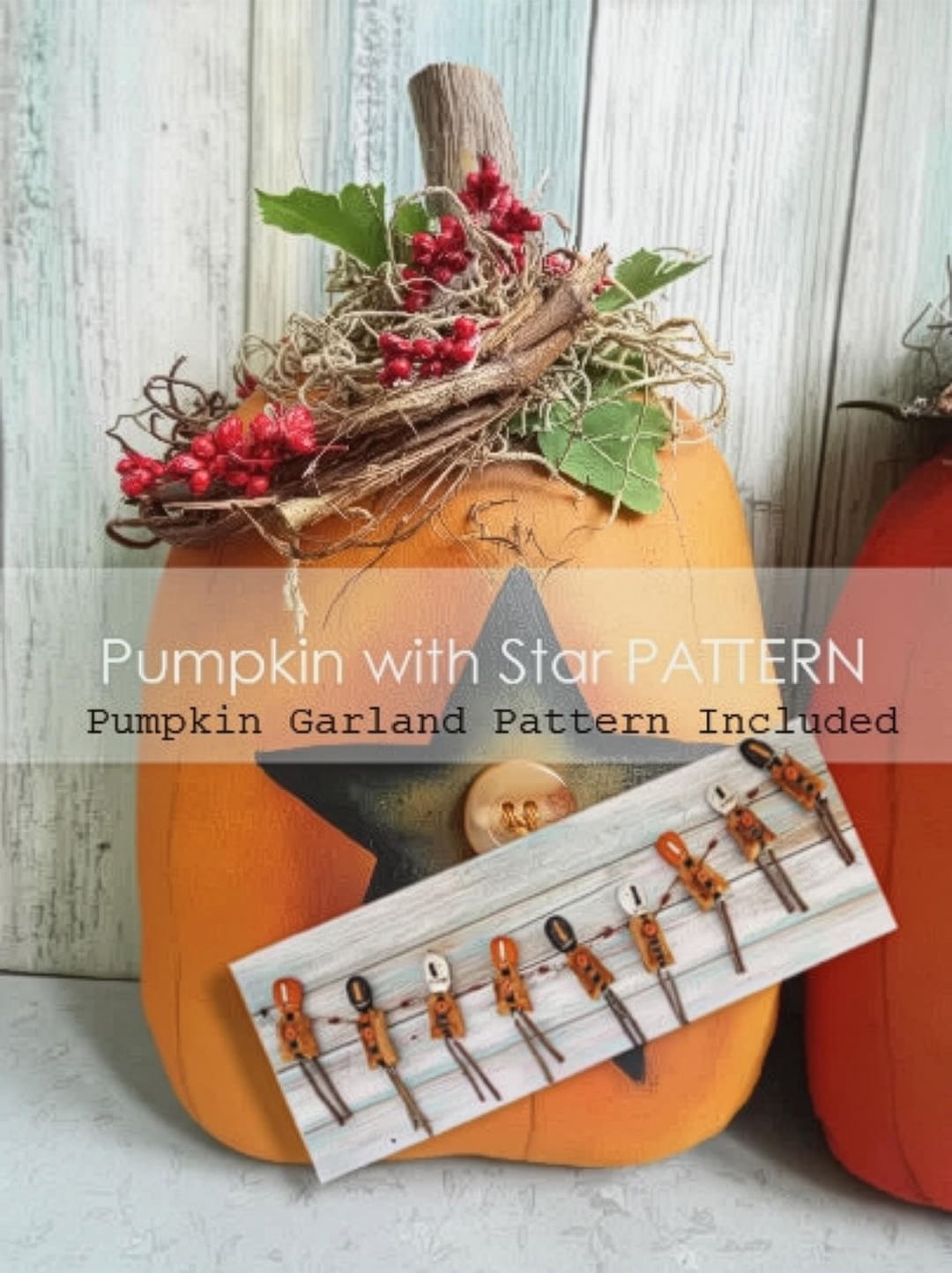 Printable Primitive Folk Art Pumpkin Sewing Pattern DIY Fall Pattern ...