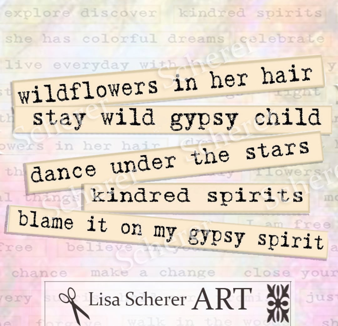 Printable Gypsy Love Sayings Altered Art Hippie Love Art Words Mixed ...