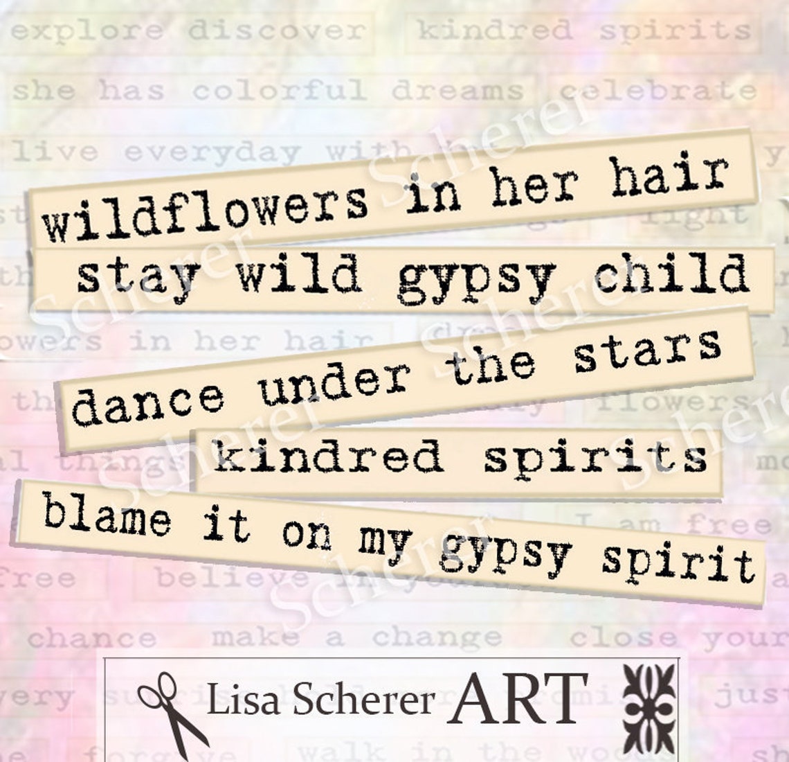 Printable Gypsy Love Sayings Altered Art Hippie Love Art Words - Etsy