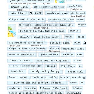 Immediate Printable Beach Seashore Ocean Art Words Mixed Media Digital ...