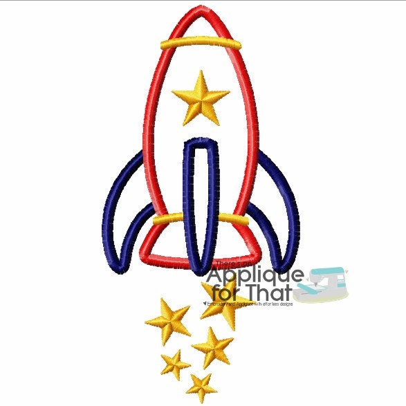 Rocket Ship Applique Design - Etsy