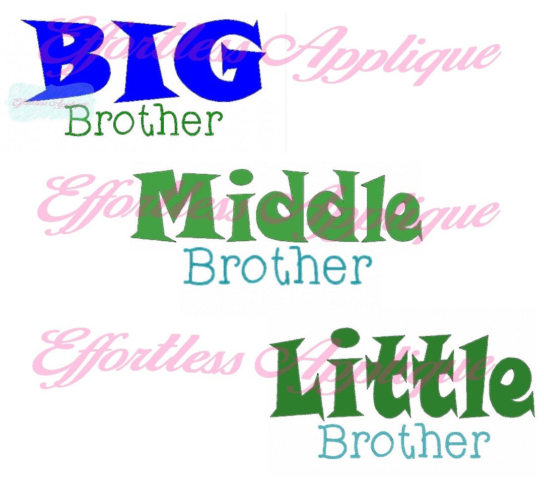 Big, Middle and Little Brother Sibbling Set Vinyl SVG File - Etsy