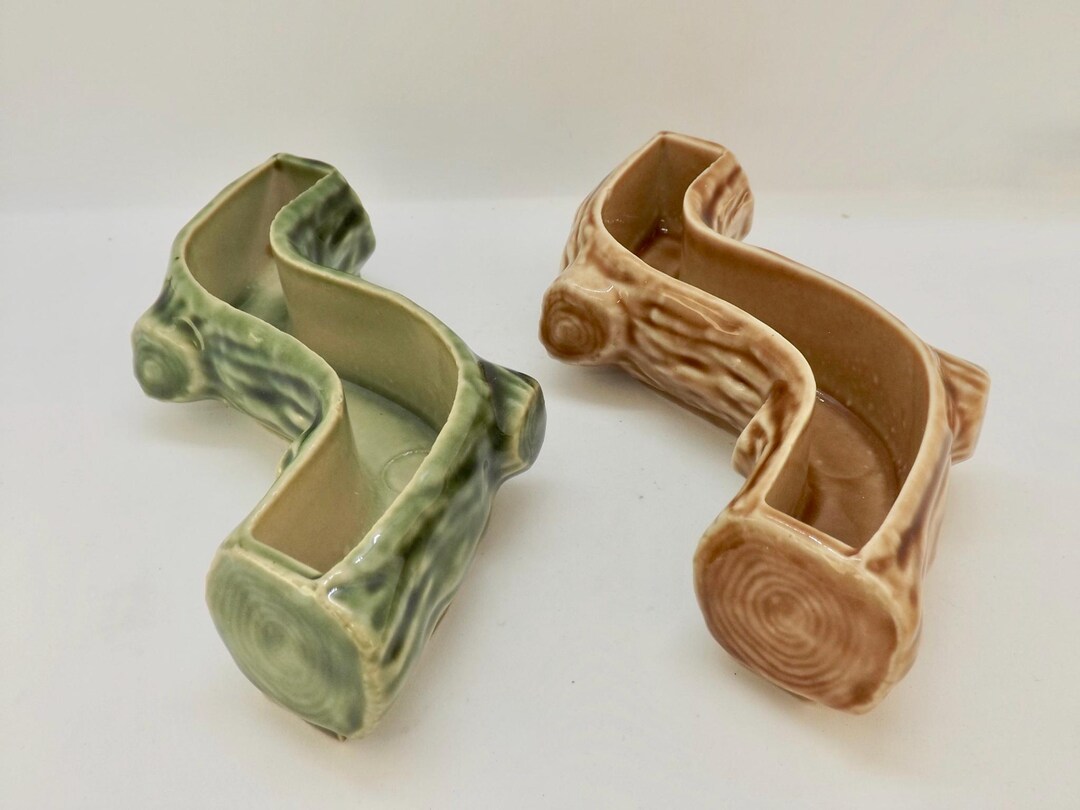 2 Wade Log Posy Troughs Brown and Green 1950's perfect - Etsy