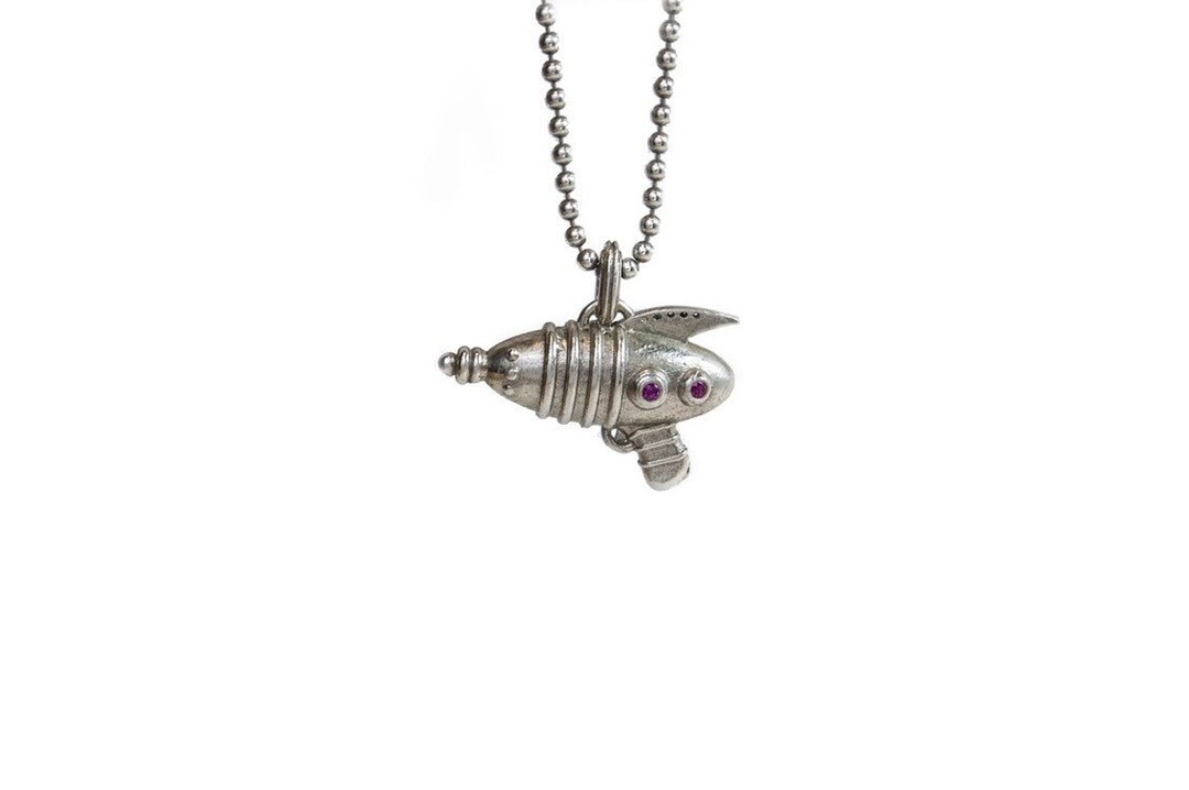 Retro Ray Gun Pendant in Silver - Etsy