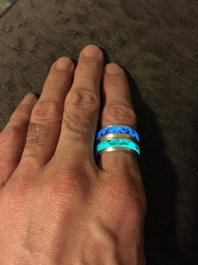 Glow in the Dark Silver Mens Ring Glow Ring in Sizes 6-13 - Etsy