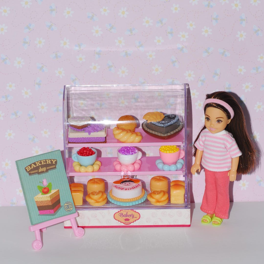 Dollhouse Bakery Display, Fashion Doll Bakery Shelf, Mini Cakes and ...