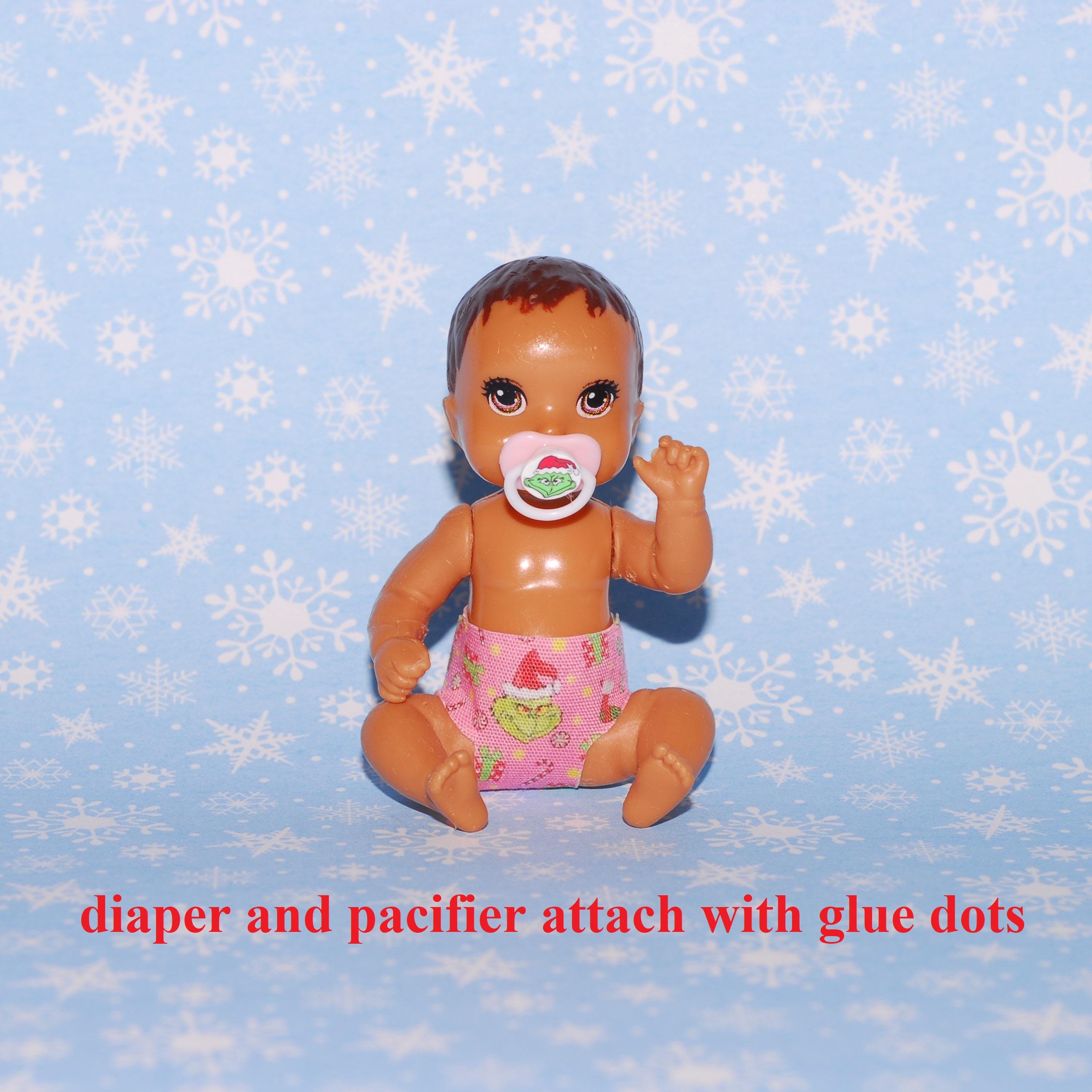 Grinch Diaper and Pacifier Set for 3" Krissy Doll. Pacifier is Flat ...