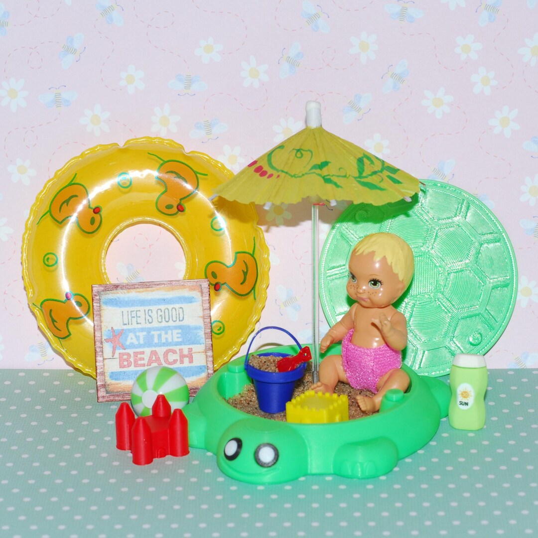Mini Turtle Sandbox Plus Accessories, Toys and Kinetic Sand. Doll is ...