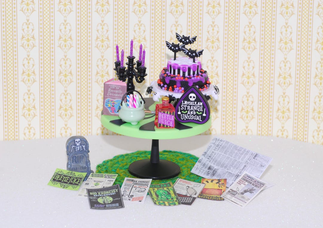 1:12 Scale or Miniverse Sized Party Table With Bat Cake and Halloween ...