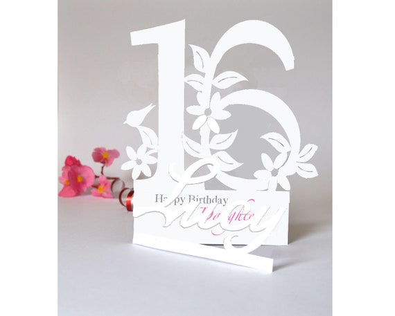 16th Personalised 3D Paper Cut Birthday Card for a Daughter | Etsy