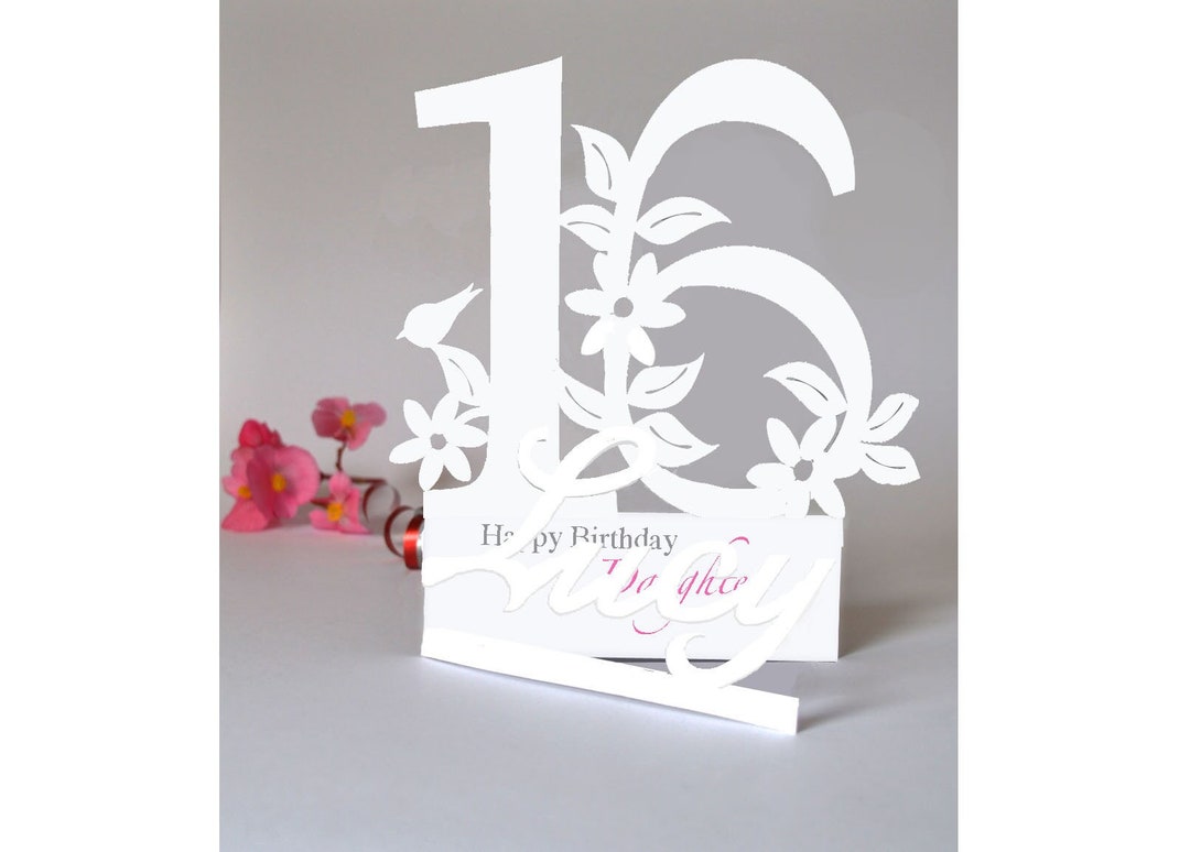 16th Personalised 3D Paper Cut Birthday Card Handmade for a Daughter ...