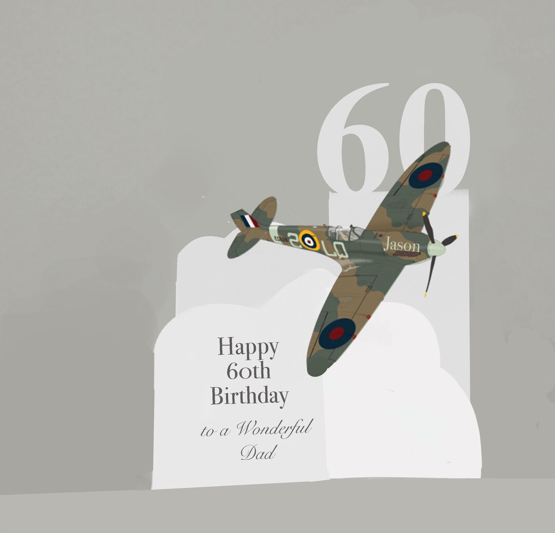 Personalised Spitfire Aircraft Birthday Card 3D Paper Cut for a Dad ...