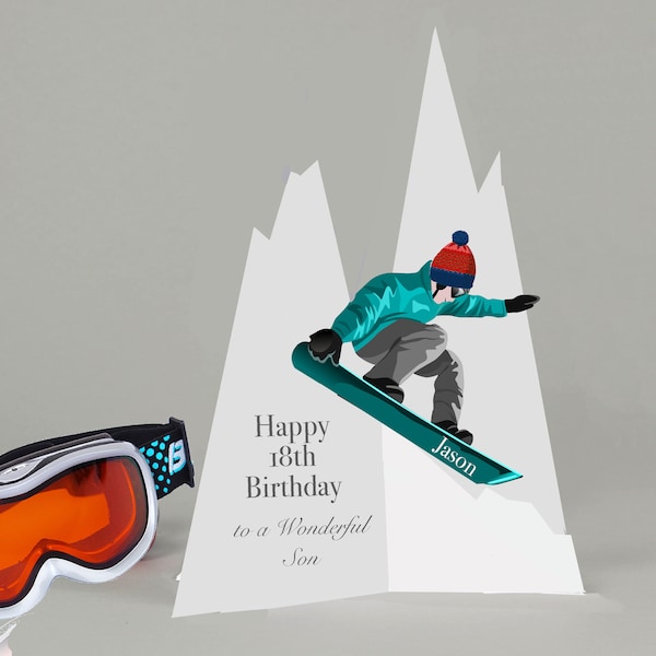 Snowboarding Birthday Card - Etsy