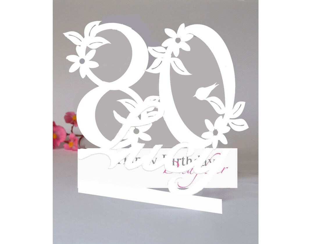 Personalised 80th 3D Paper Cut Card for a Mum/ Grandma/aunt/sister ...