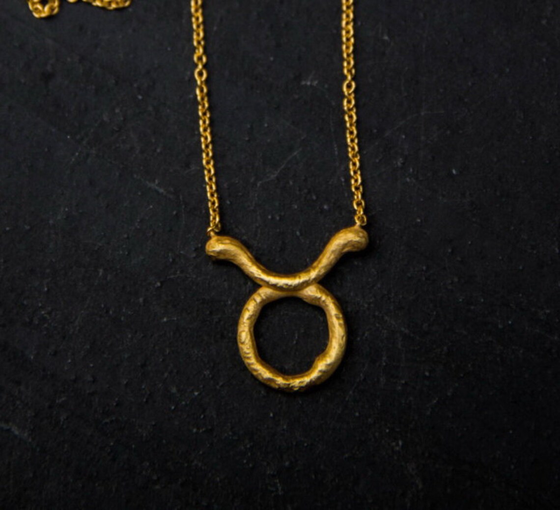 Sterling Silver Taurus Necklace, Gold Taurus Necklace, Silver Taurus ...
