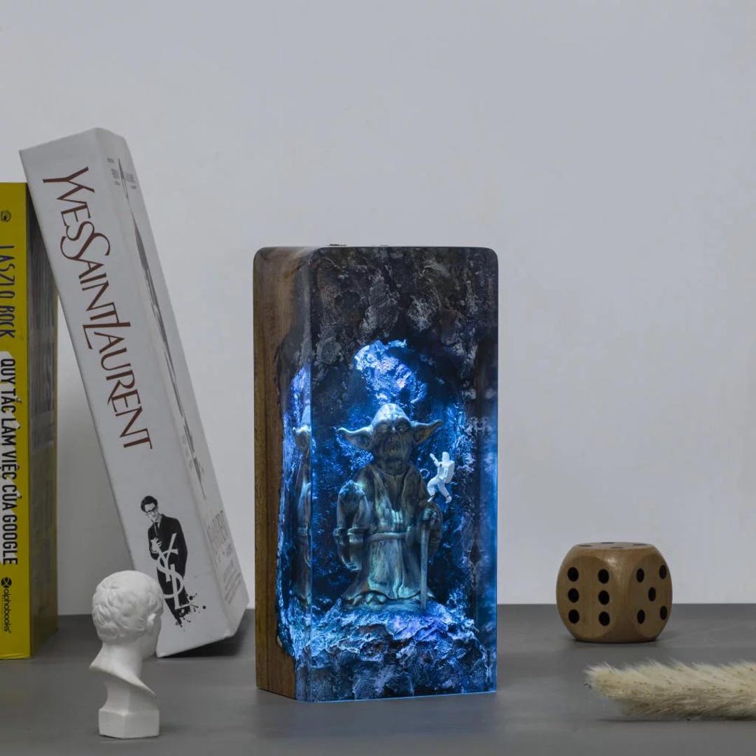 Grogu Resin Lamp, Star Wars Yoda Light, Fantasy Epoxy Wood Night Light ...
