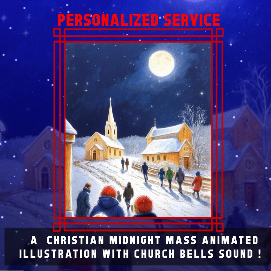 Christian Midnight Mass ANIMATED CARD CUSTOMIZABLE With the Name of ...