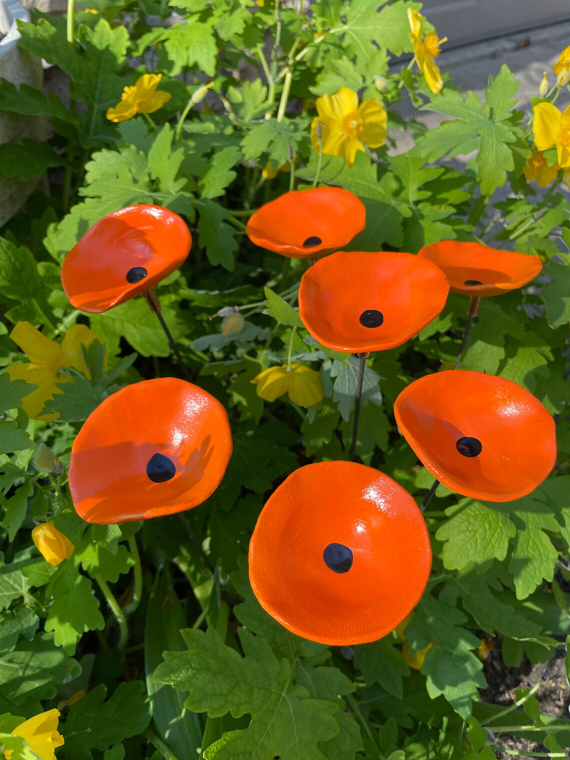 Set of 7 Mini Poppy Flower Stakesorange Poppy Flower Pot - Etsy